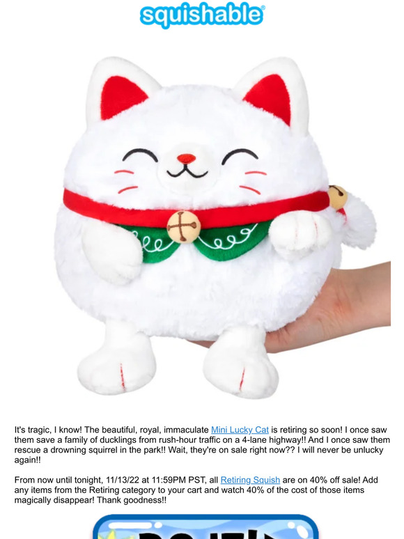 Squishable: Mini Lucky Cat is retiring!! (It's also on sale!!) 🚨 | Milled