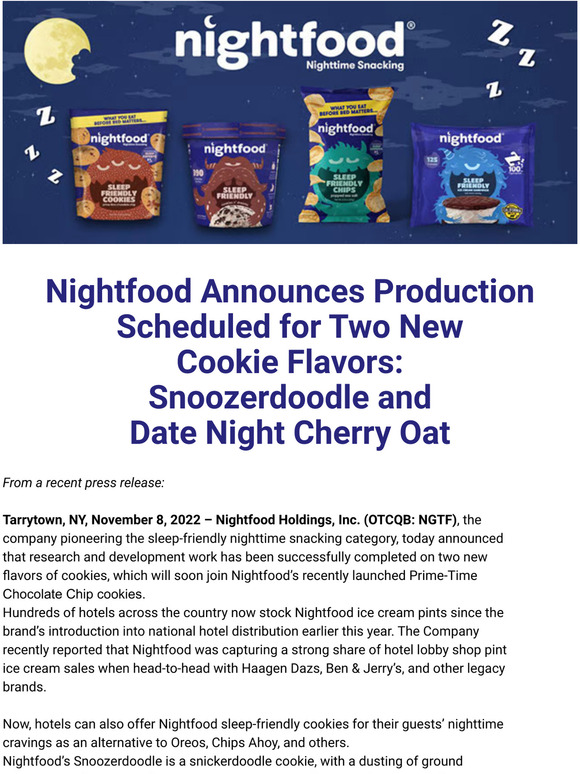 Nightfood: Nightfood Announces Two New Cookie Flavors | Milled