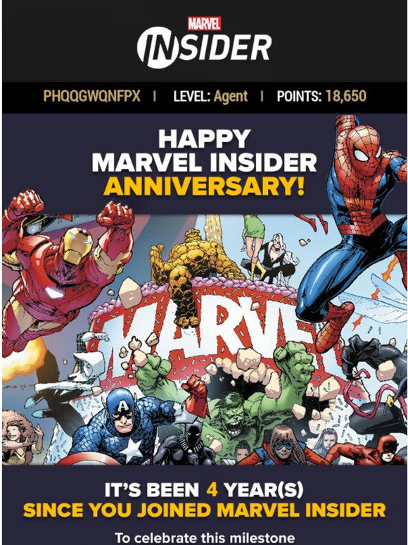Marvel: —, It's Your Marvel Insider Anniversary! | Milled