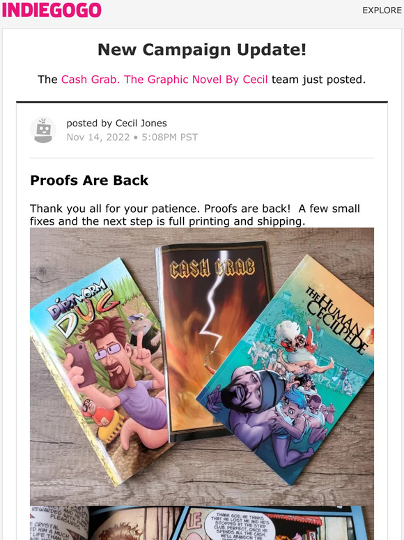 Indiegogo: 📢 Update #27 from Cash Grab. The Graphic Novel By Cecil | Milled