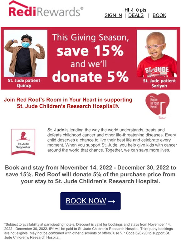 Red Roof: —, this giving season, save 15% and we'll donate 5% | Milled