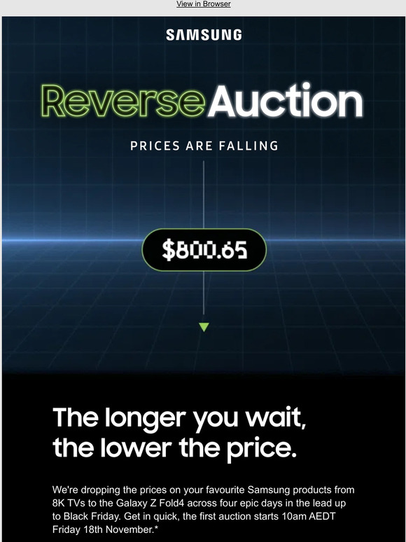 Samsung: —, prices are falling in Samsung Reverse Auction | Milled