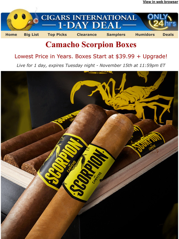 Cigars International: Just a little Sting. Camacho Boxes sub $40! | Milled