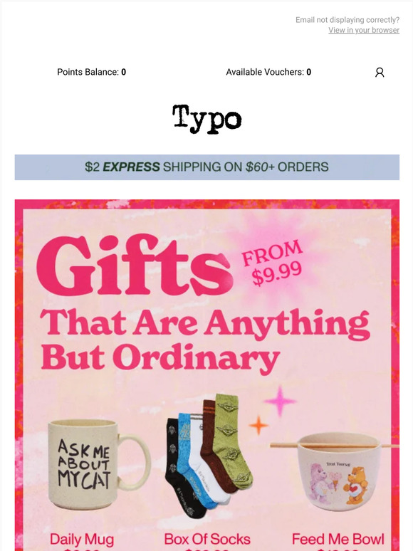 Typo Email Newsletters: Shop Sales, Discounts, and Coupon Codes