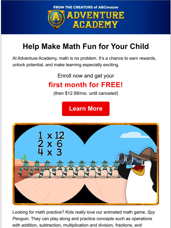 Adventure Academy: Help Make Math Fun for Your Child | Milled