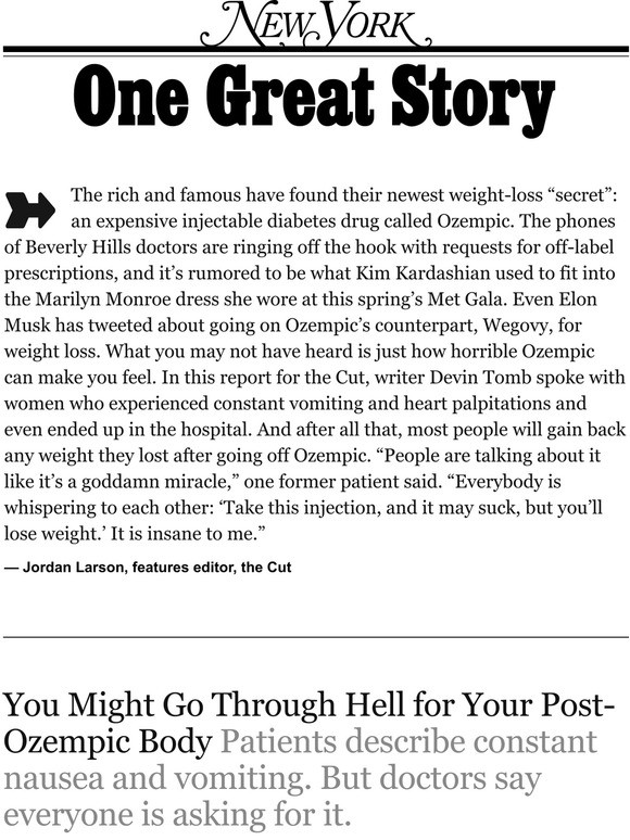 The Cut: ‘You Might Go Through Hell for Your Post-Ozempic Body,’ by ...