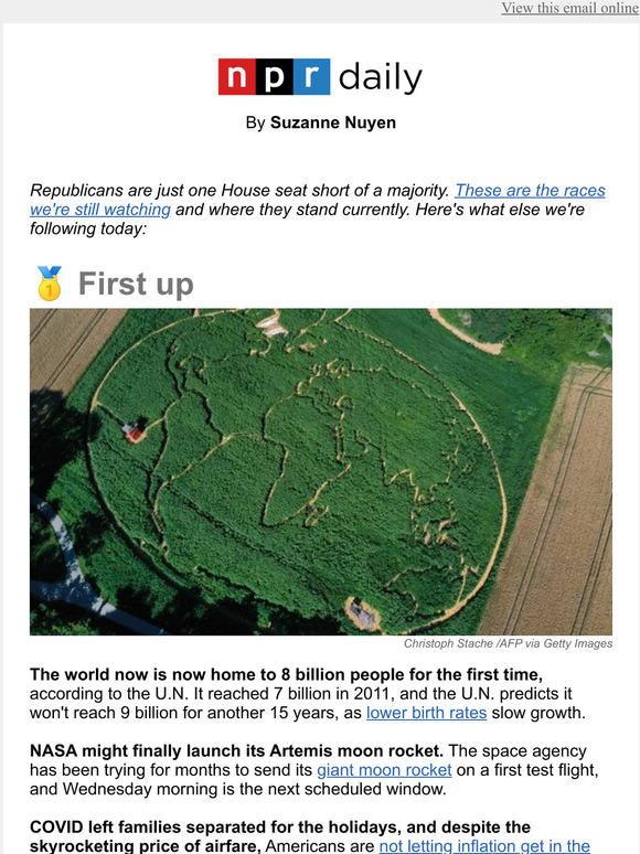 NPR: A world population record; Michelle Obama reads her new book; NASA ...