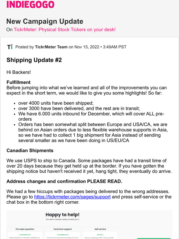 Indiegogo: 📢 Update #28 from TickrMeter: Physical Stock Tickers on your ...