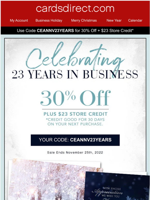 CardsDirect: Today We Celebrate 23 Years in Business... Thank YOU! | Milled