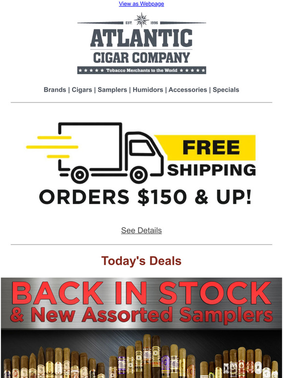 Atlantic Cigar Co.: Back in Stock & New Assorted Samplers | Milled