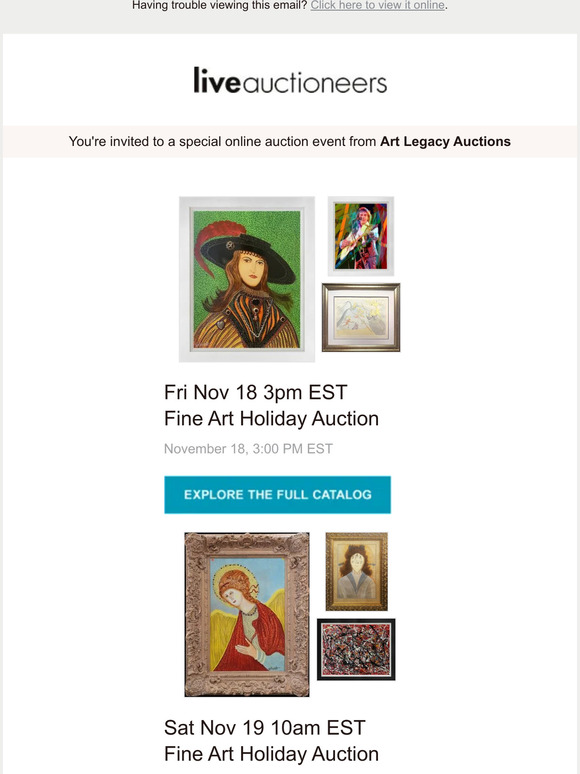 LiveAuctioneers: Art Legacy Auctions | Fine Art Holiday Auction | Milled
