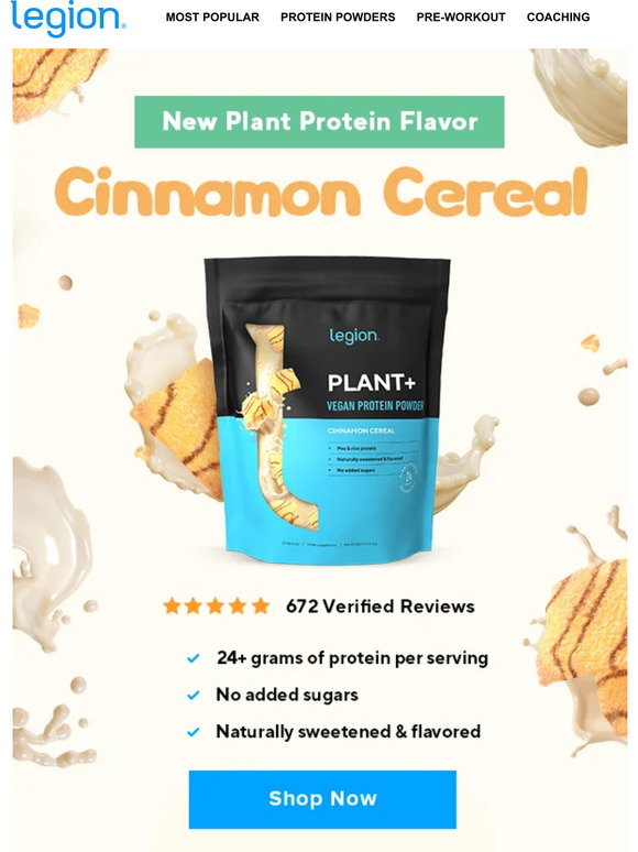 Legion: [NEW] Cinnamon cereal plant protein is here! 🥣 | Milled