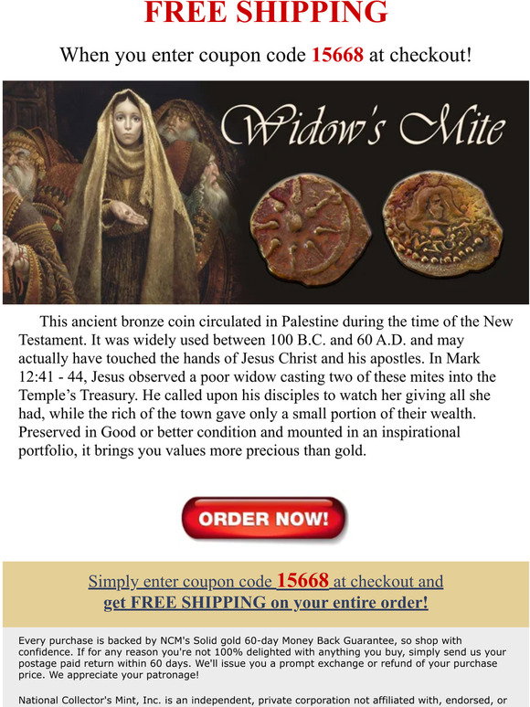 National Collector's Mint: Free Shipping! ★ Ancient Widow's Mite ★ | Milled