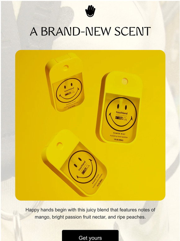 Touchland: Meet Smiley x Touchland scent: Mango Passion 🥭 | Milled