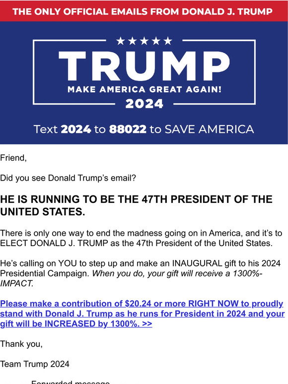 Donald J. Trump: Incoming Message for YOU | Milled