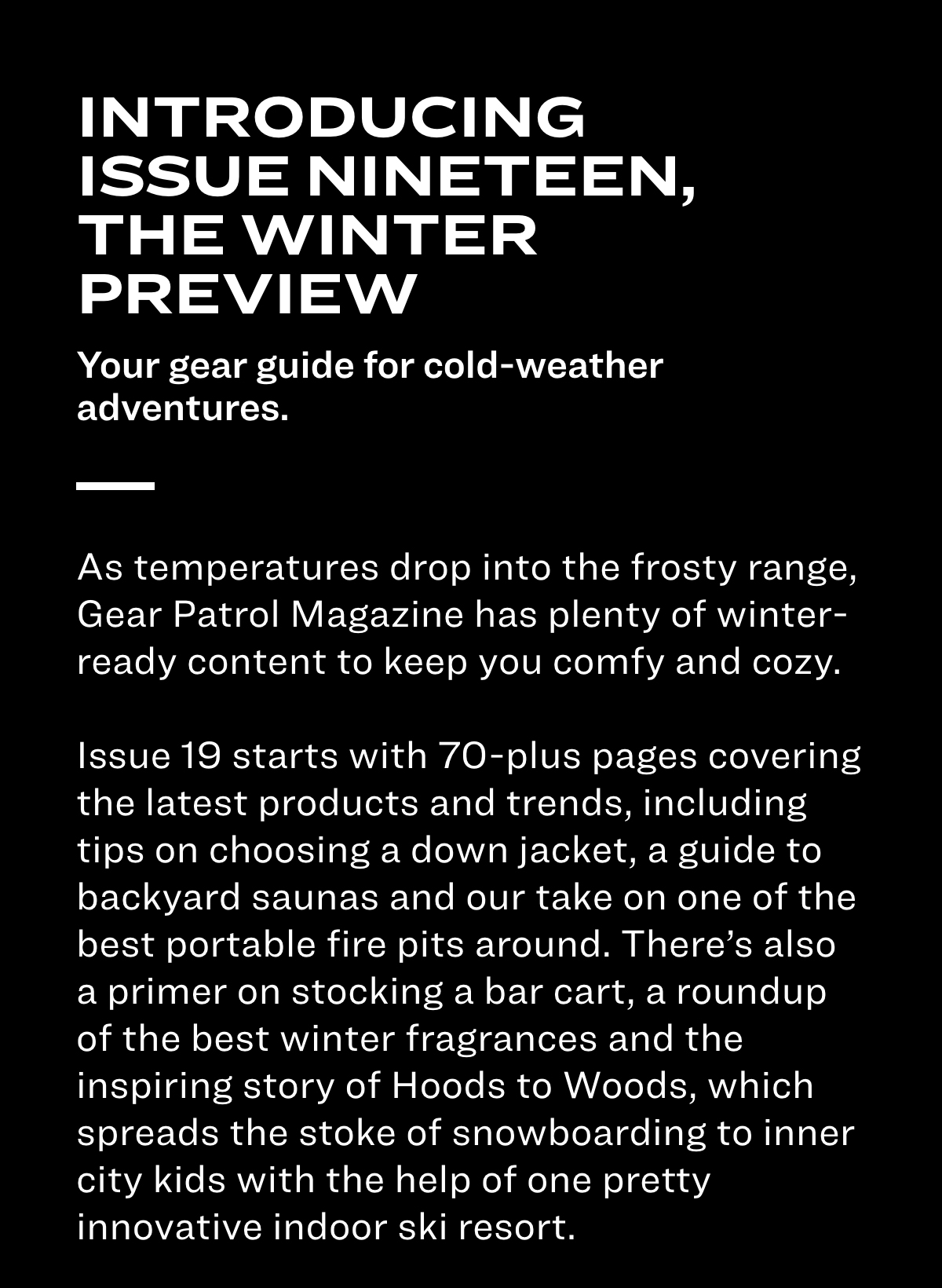 Gear Patrol: Introducing Issue Nineteen, The Winter Preview | Milled