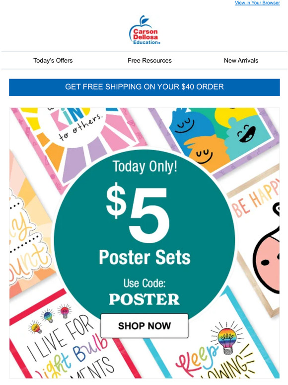 Carson-Dellosa Education: Today Only! $5 Poster Sets | Milled