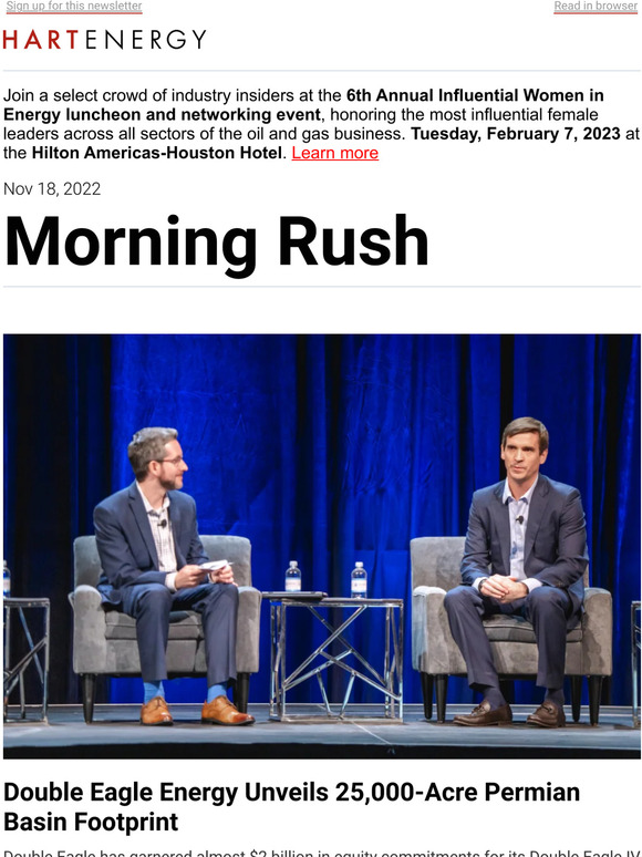 Hart Energy: Morning Rush: Double Eagle Unveils 25,000-Acre Permian Footprint; OPEC ‘Back in the ...