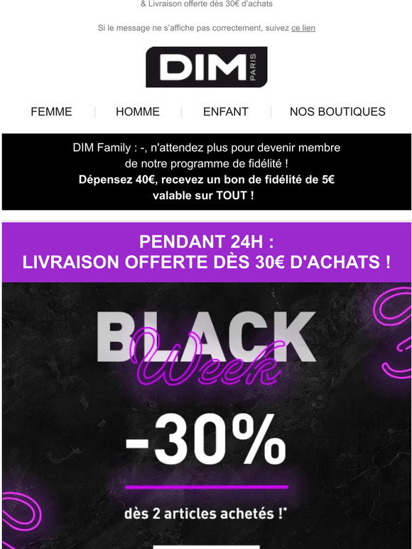 DIM: 📢 BLACK WEEK : -30% dès 2 articles sur TOUTE la collection !* | Milled