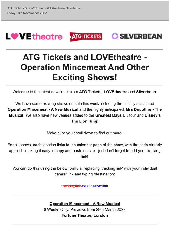 ATG Tickets: ATG Tickets and LOVEtheatre - New Show - Operation ...