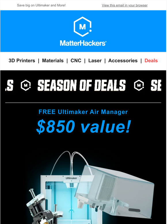 MatterHackers: FREE Ultimaker S5 Air Manager - $850 Value! | Milled