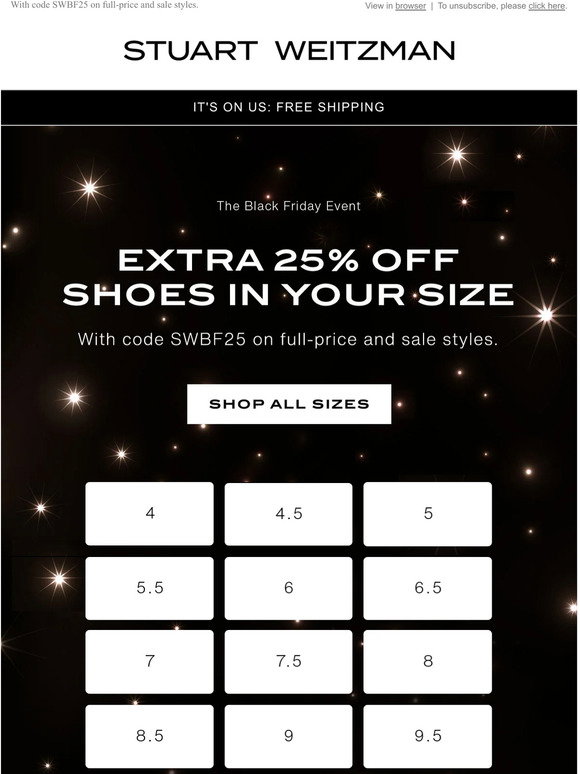 Stuart Weitzman: Extra 25% Off Shoes in Your Size for a Limited Time ...