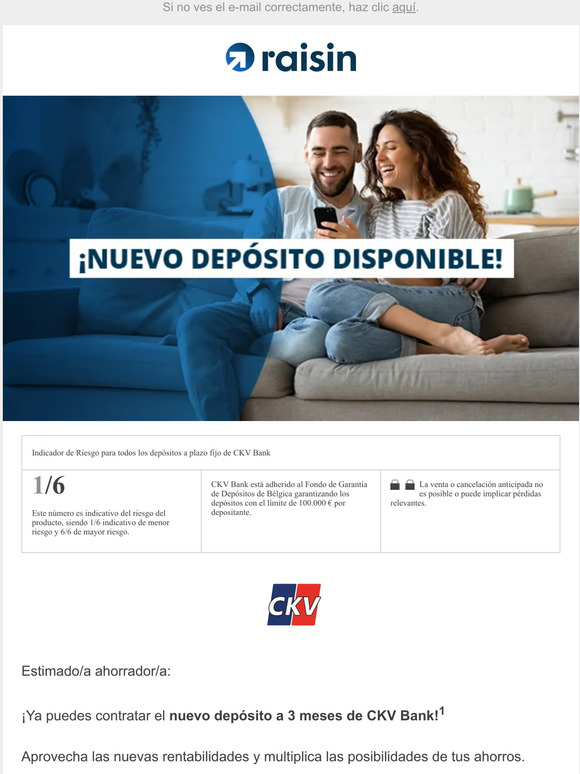 Raisin: ¡Nuevo producto! Depósito a 3 meses de CKV bank | Milled