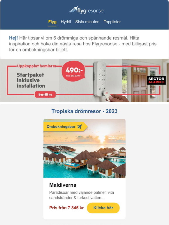Flygresor: Tropiska drömresor 2023 - Maldiverna 7845, Bali 6050 ...