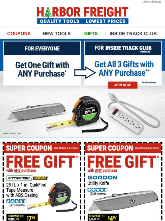Harbor Freight Tools: Your FREE GIFT is waiting! Shop today. | Milled