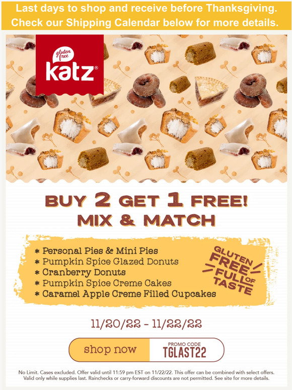 Katz Gluten Free: ⚡48 hours left...don't disappoint your GF guests🦃🍽️ ...