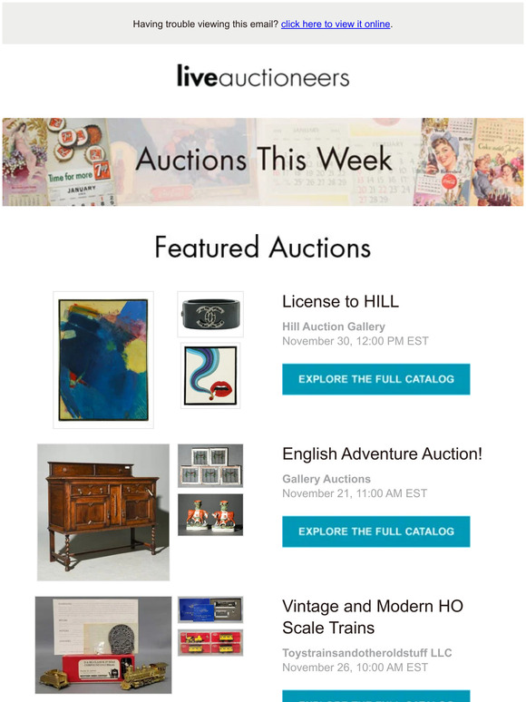 LiveAuctioneers: Auction Calendar | Milled