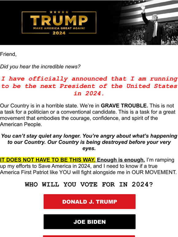 Donald J. Trump: 2024. 2024. 2024. | Milled