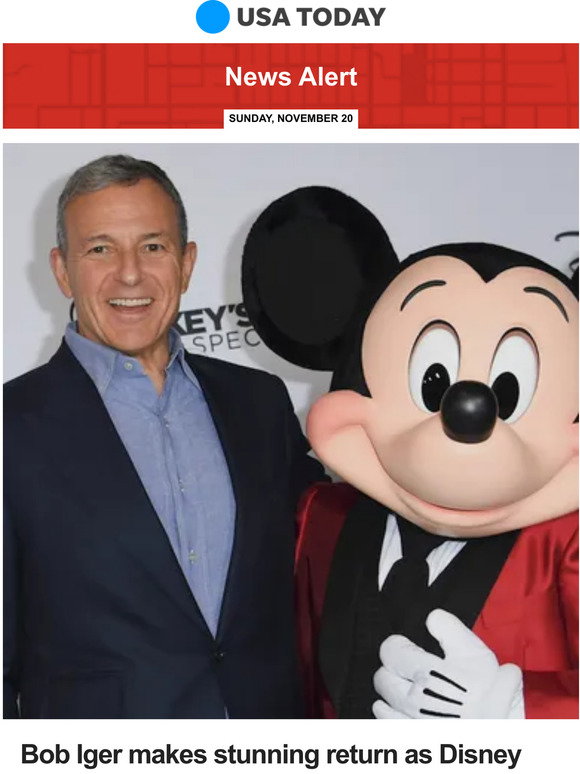 USA TODAY: News alert: Bob Iger makes stunning return as Disney CEO ...