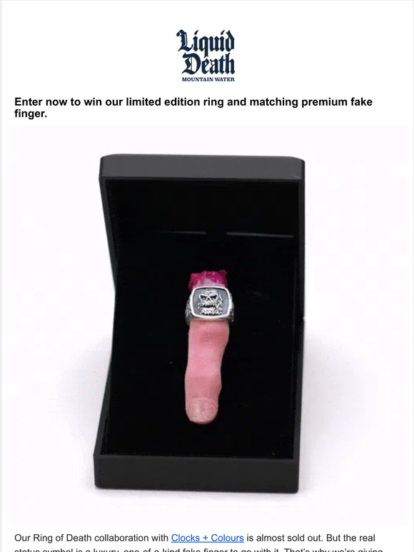 Liquid Death: Win a Ring of Death AND Finger | Milled