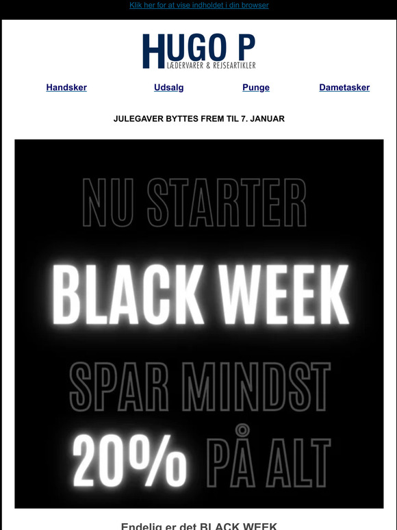 Hugo P: ⚫ SPAR min. 20% på ALT ⚫ BLACK WEEK ER STARTET ⚫ | Milled