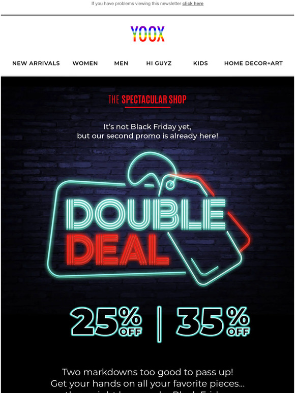 Yoox DE: Double Deal: 25% & 35% OFF > The second promo in our ...