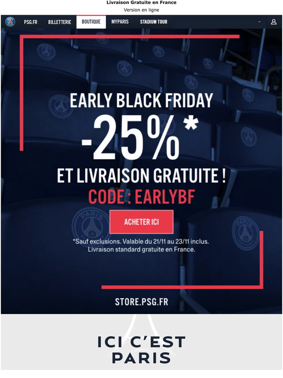boutique officielle du psg: Early Black Friday | 25% de réduction ...