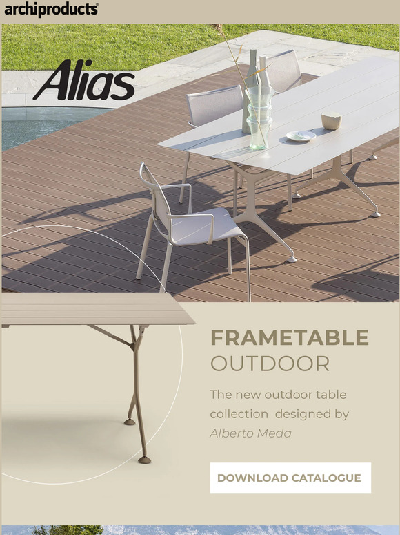 Archiproducts IT: Alias, Frametable collection: aluminium tables for outdoor | Milled