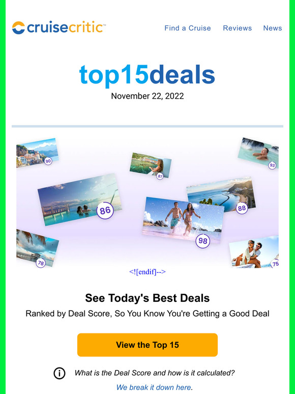 Cruise Critic: Just In: Top 15 Cruise Deals Ranked by Deal Score | Milled