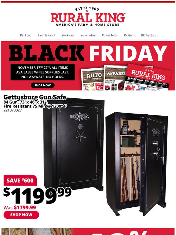 Rural King: Deals & Savings Everywhere You Look! Gettysburg 84 Gun Safe ...