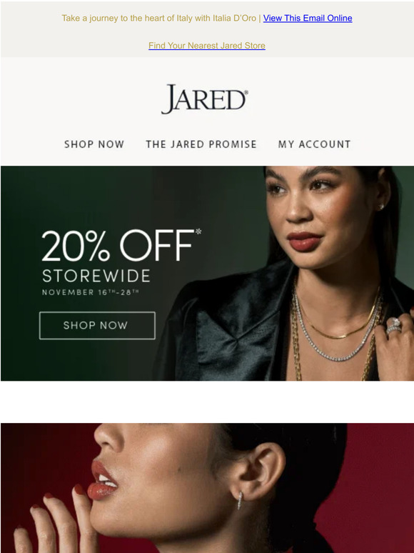 Jared: 20% Off* Storewide + Italian city styling immortalized in yellow ...
