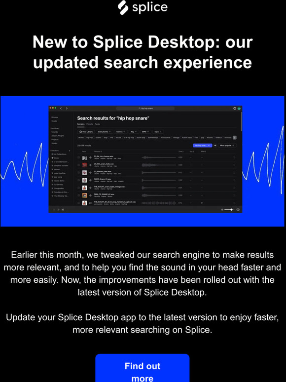 Splice: A better search experience, now in Splice Desktop. | Milled