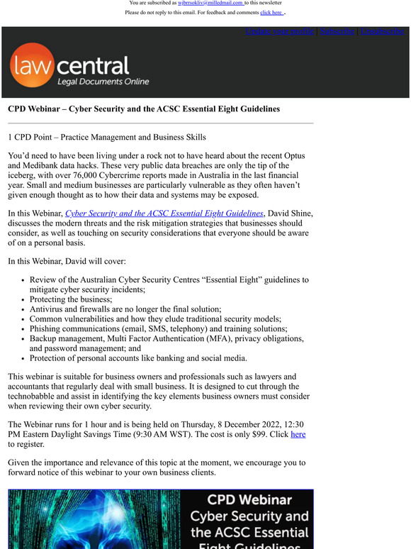 LawCentral: CPD Webinar – Cyber Security and the ACSC Essential Eight ...