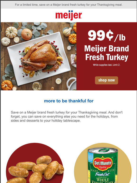 Meijer: 🦃 Meijer Brand Fresh Turkeys Just 99¢/lb! | Milled
