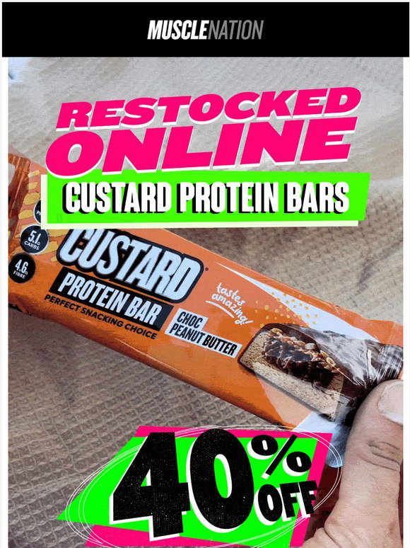 Muscle Nation: RESTOCKED: Custard Protein Bars 40% OFF | Milled