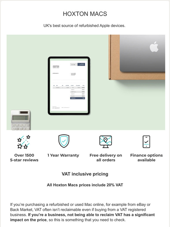 Hoxton Macs: VAT inclusive prices for businesses and VAT registered ...