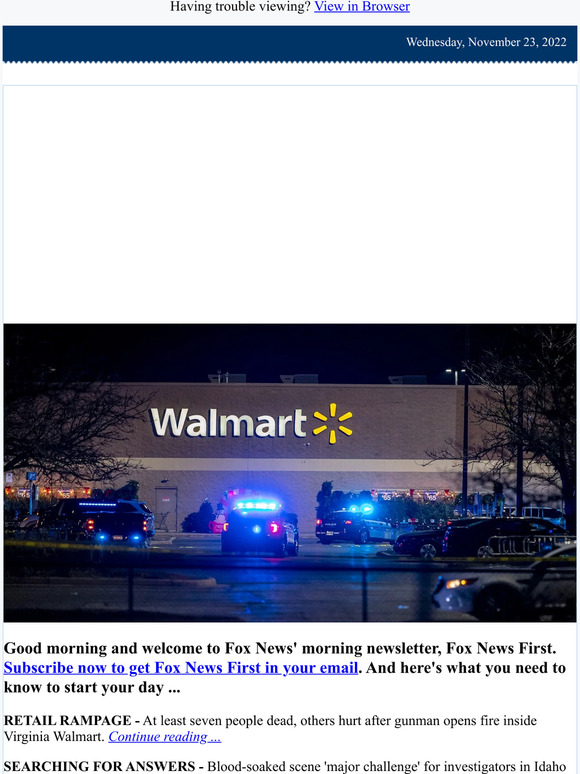 Fox News: 7 dead in retail rampage at Virginia Walmart | Milled