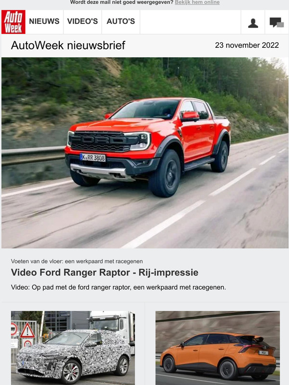 AutoWeek: Nieuwsbrief: Video Ford Ranger Raptor - Rij-impressie | Milled