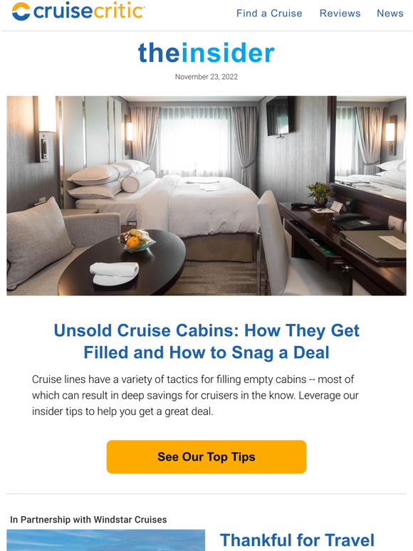 Cruise Critic: How to Snag a Deal on Unsold Cruise Cabins | Milled
