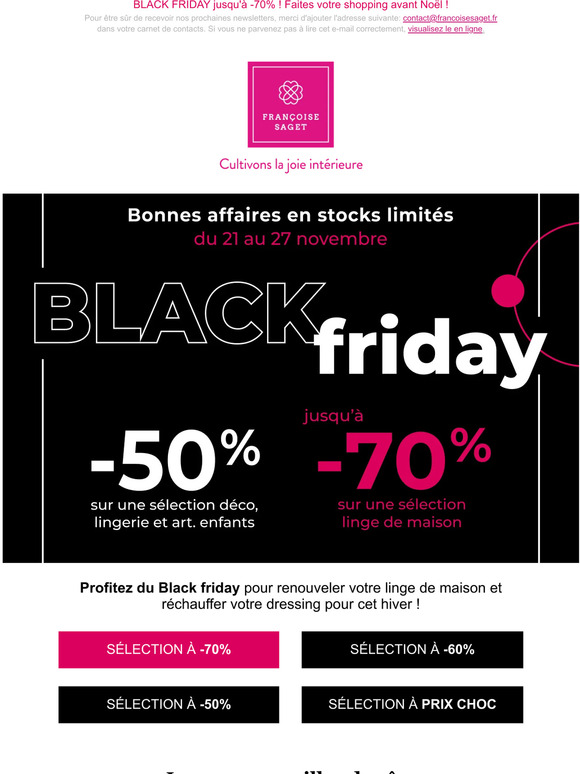 Françoise Saget Craquez Pour Vos Essentiels Literie Le Black Friday Continue Milled